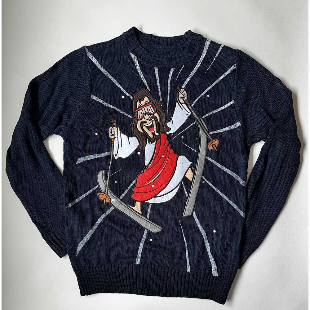 Skiing Jesus – funkychristmasjumpers